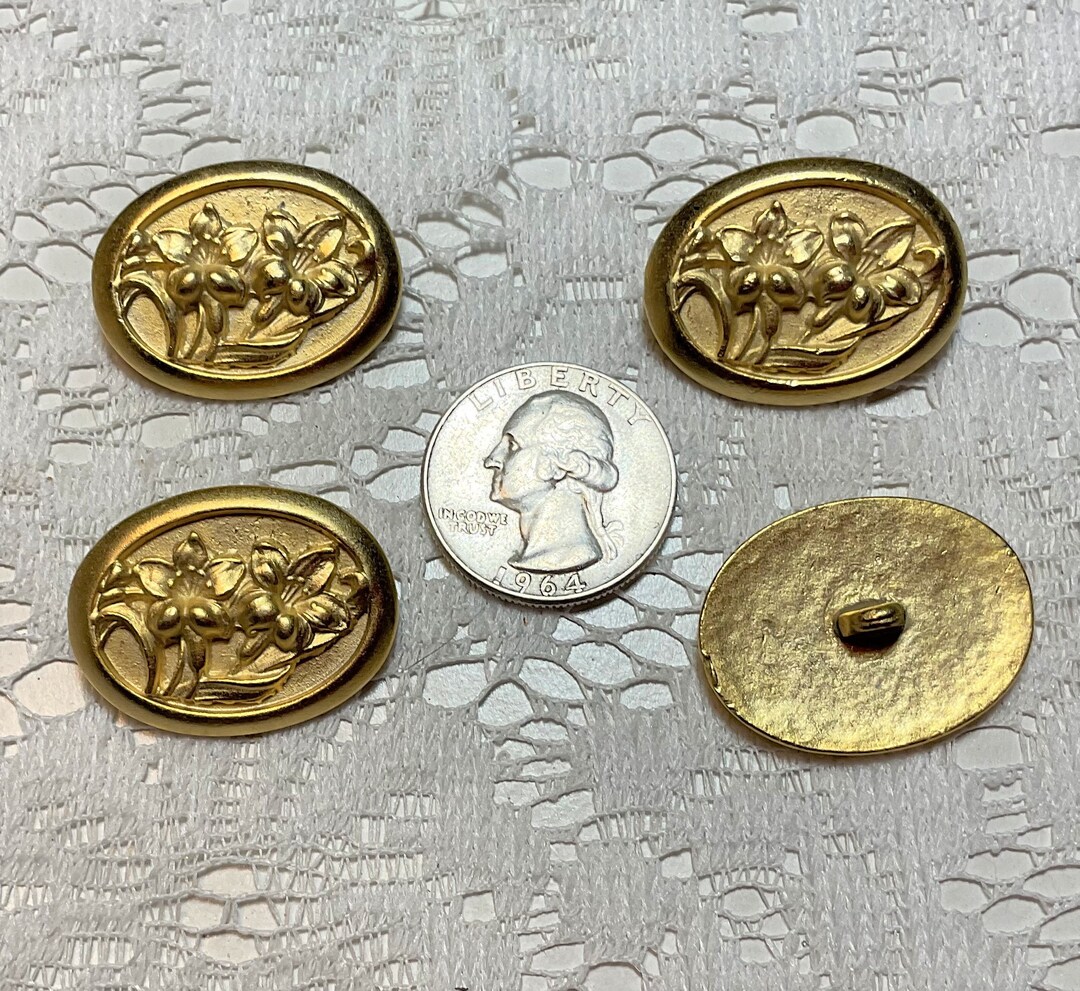 4 Vintage Metal Tiger Lily Buttons 22mm X 29mm - Etsy