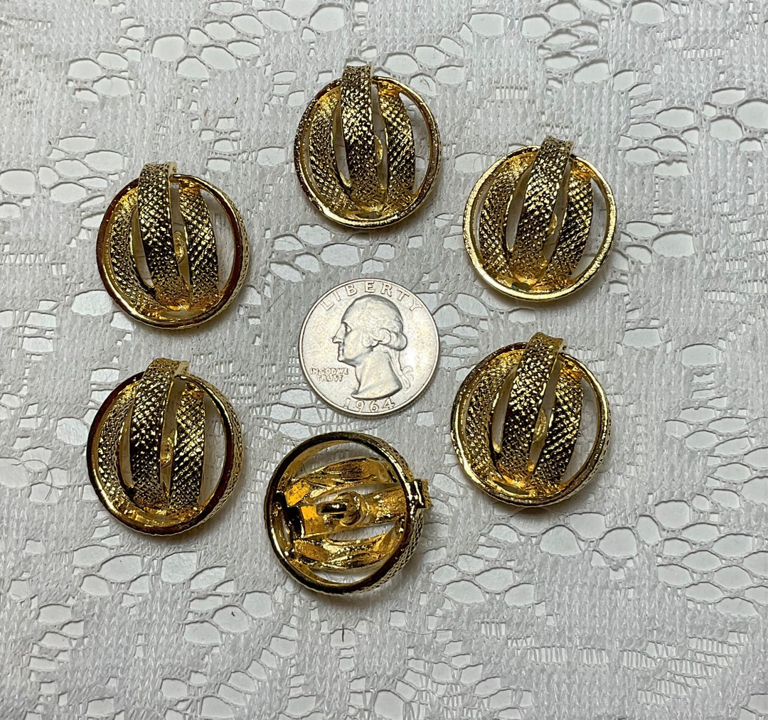 6 Vintage Metal Pierced Gold Buttons 40 Ligne - Etsy