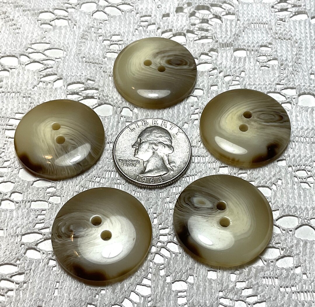 1 Dozen Vintage Plastic 2 Hole Classic Faux Horn Buttons 45, 40 Ligne ...