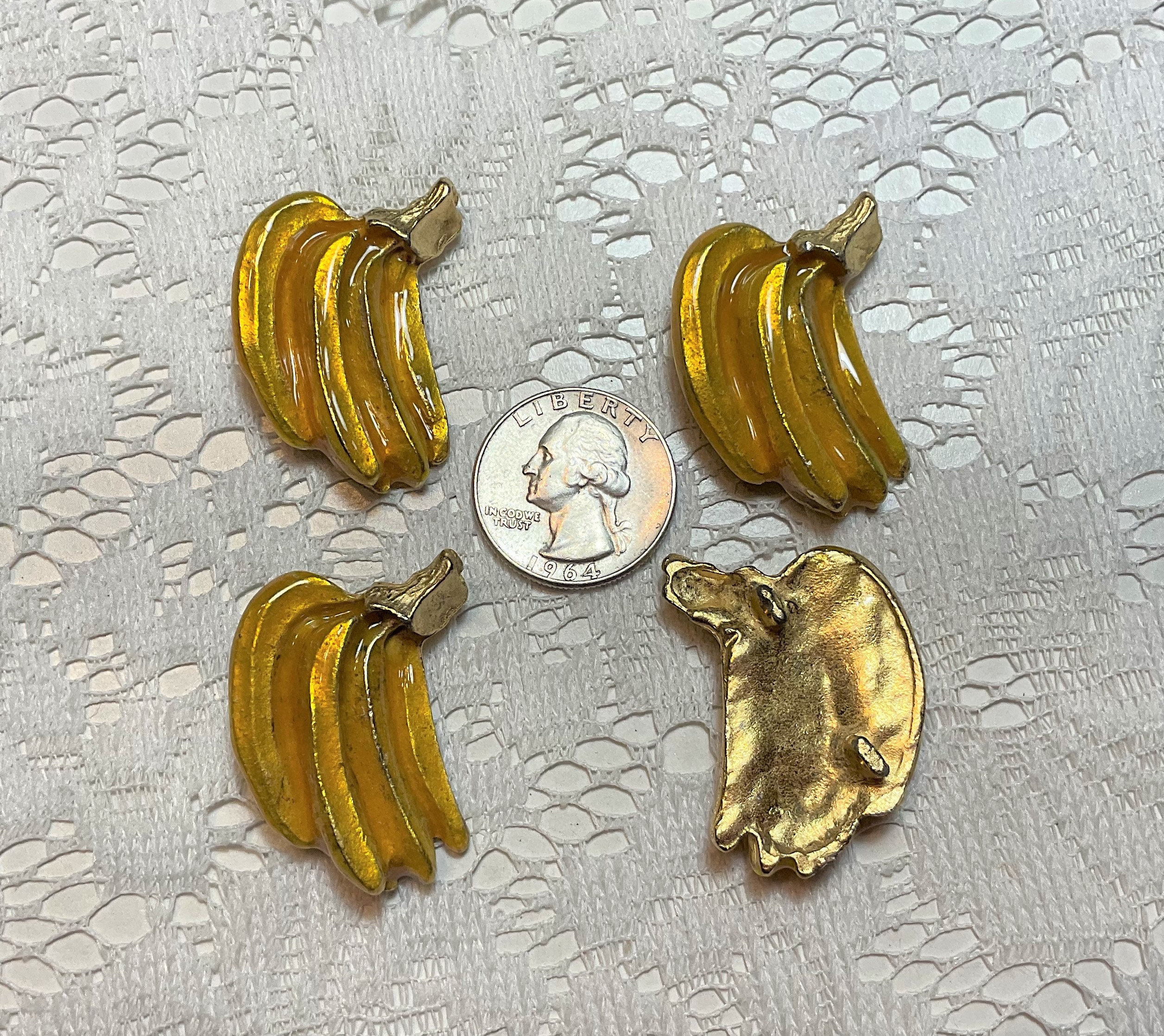 4 Vintage Metal Enameled Banana Buttons 37mm X 29mm - Etsy