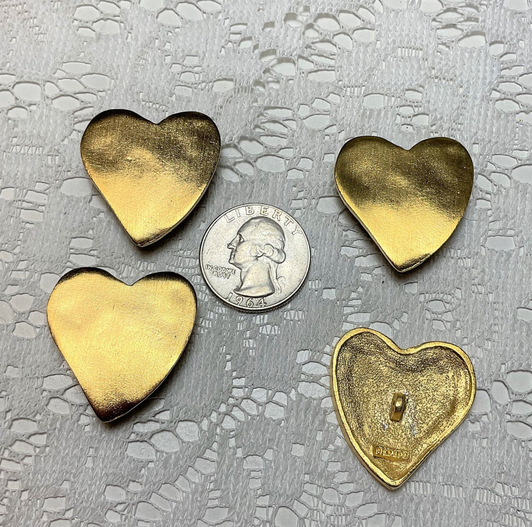 4 Vintage Metal Heart Buttons 48 Ligne - Etsy