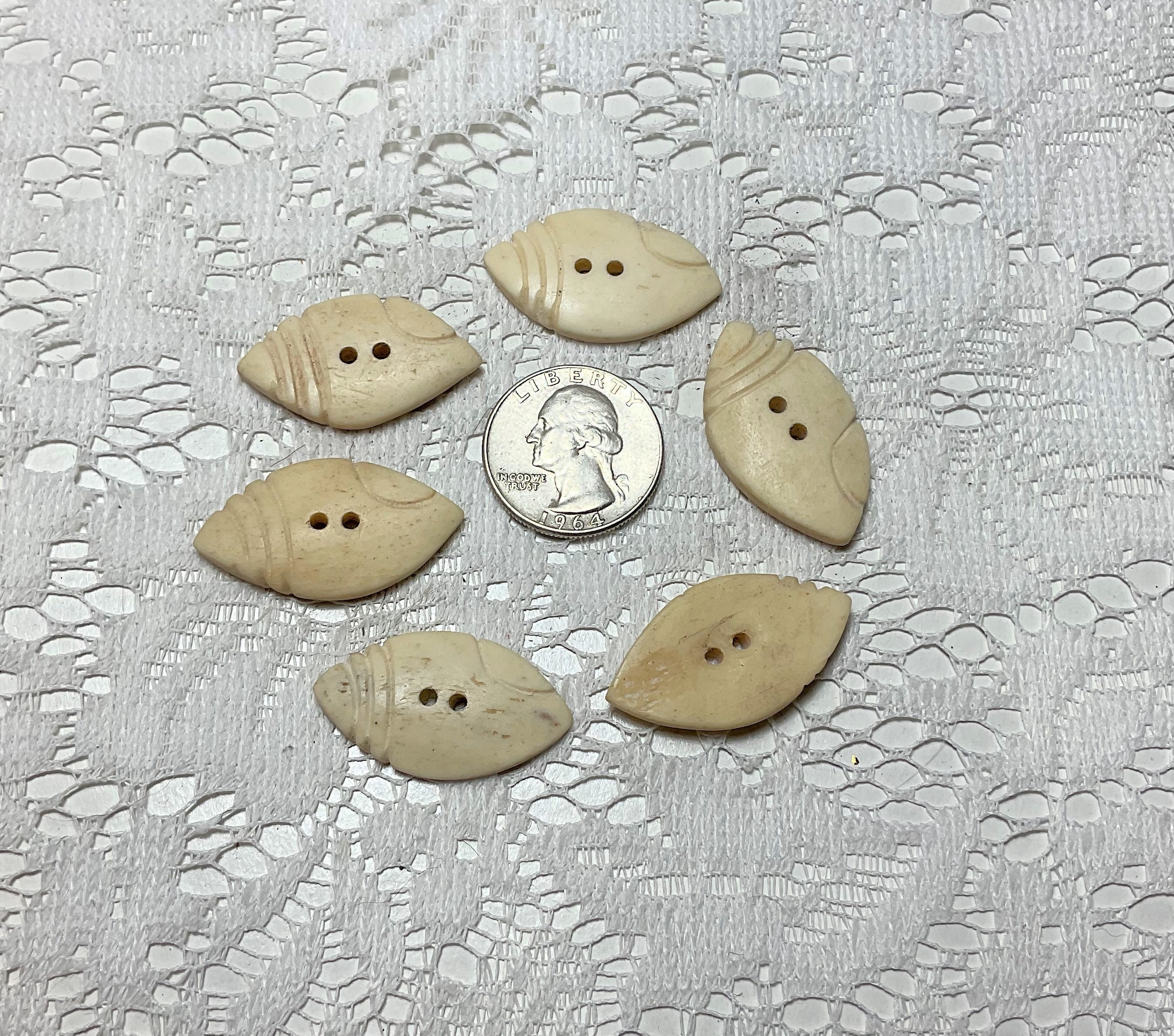 6 Vintage Hand Made 2 Hole Bone Buttons 34mm X 20mm - Etsy