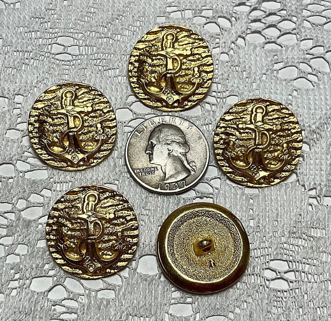 6 Vintage Metal Anchor Buttons 40 Ligne, 25mm, 1", 1 Inch - Etsy