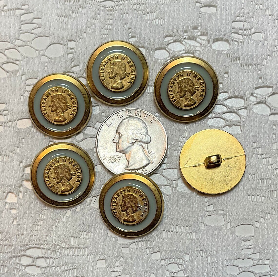 6 Vintage Metal English Coin Buttons 34 Ligne - Etsy