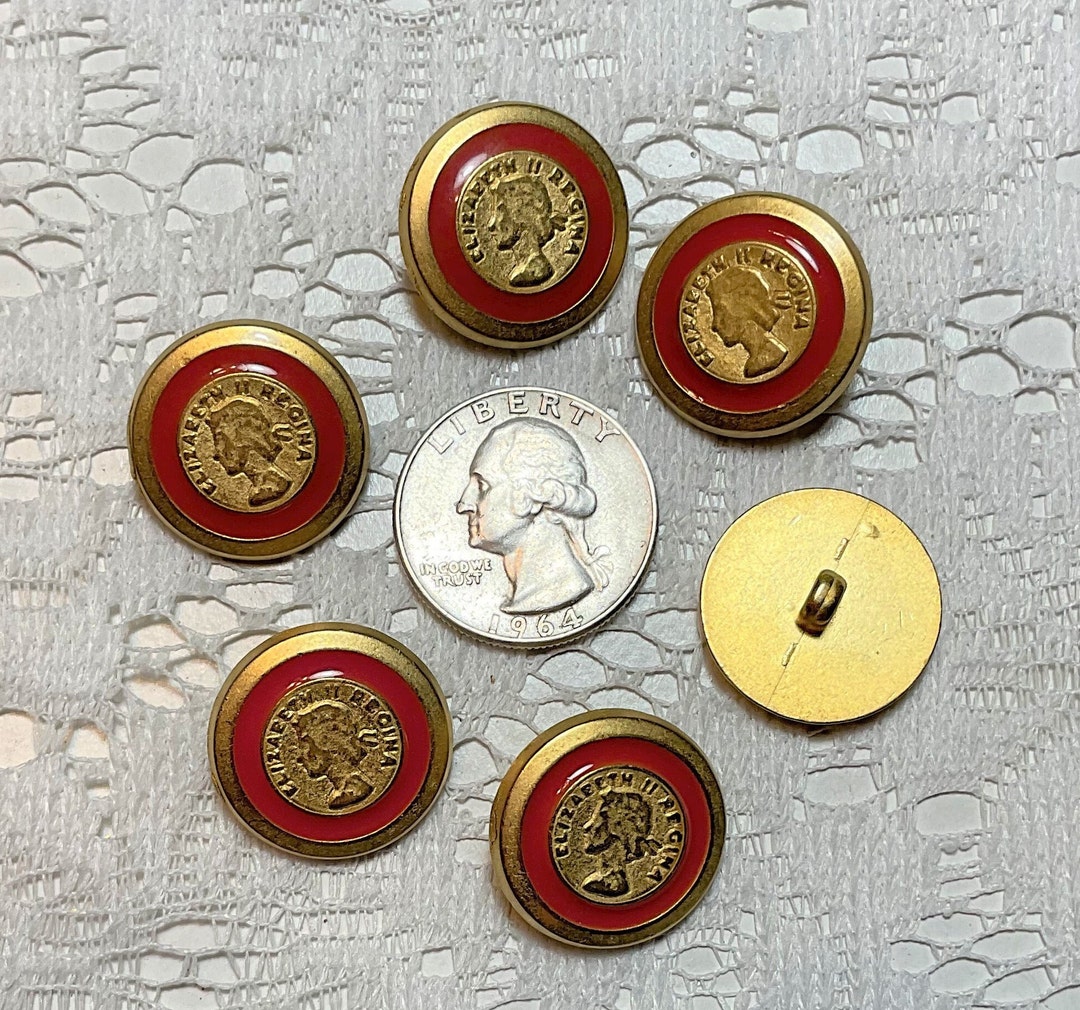 6 Vintage Metal English Coin Buttons 34 Ligne - Etsy