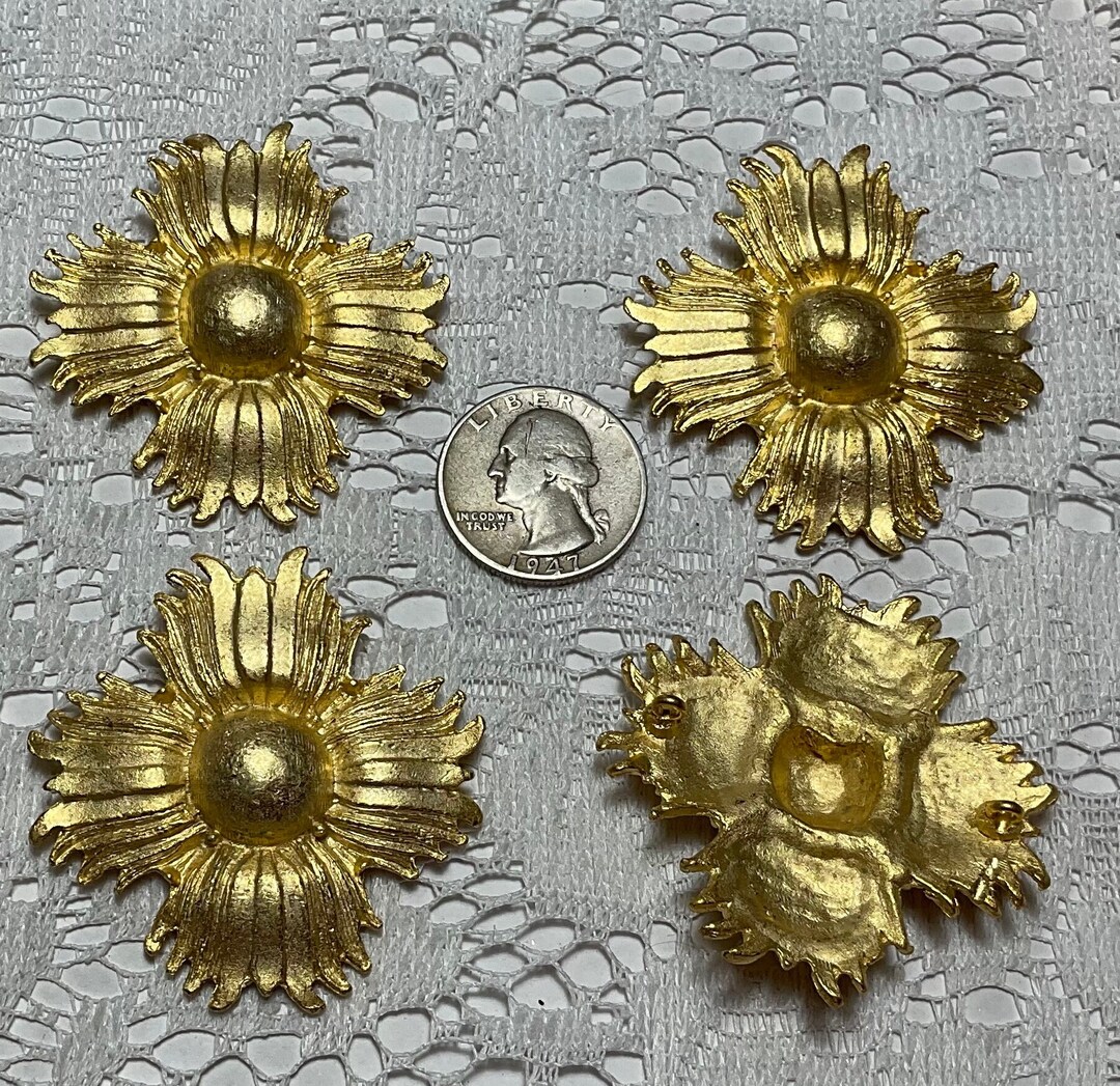 4 Awesome Vintage Metal Huge Flower Buttons 80 Ligne 49mm 2" - Etsy