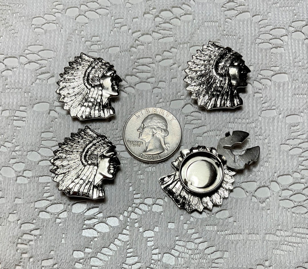6 Vintage 1980s Metal Native American Button Covers - Etsy