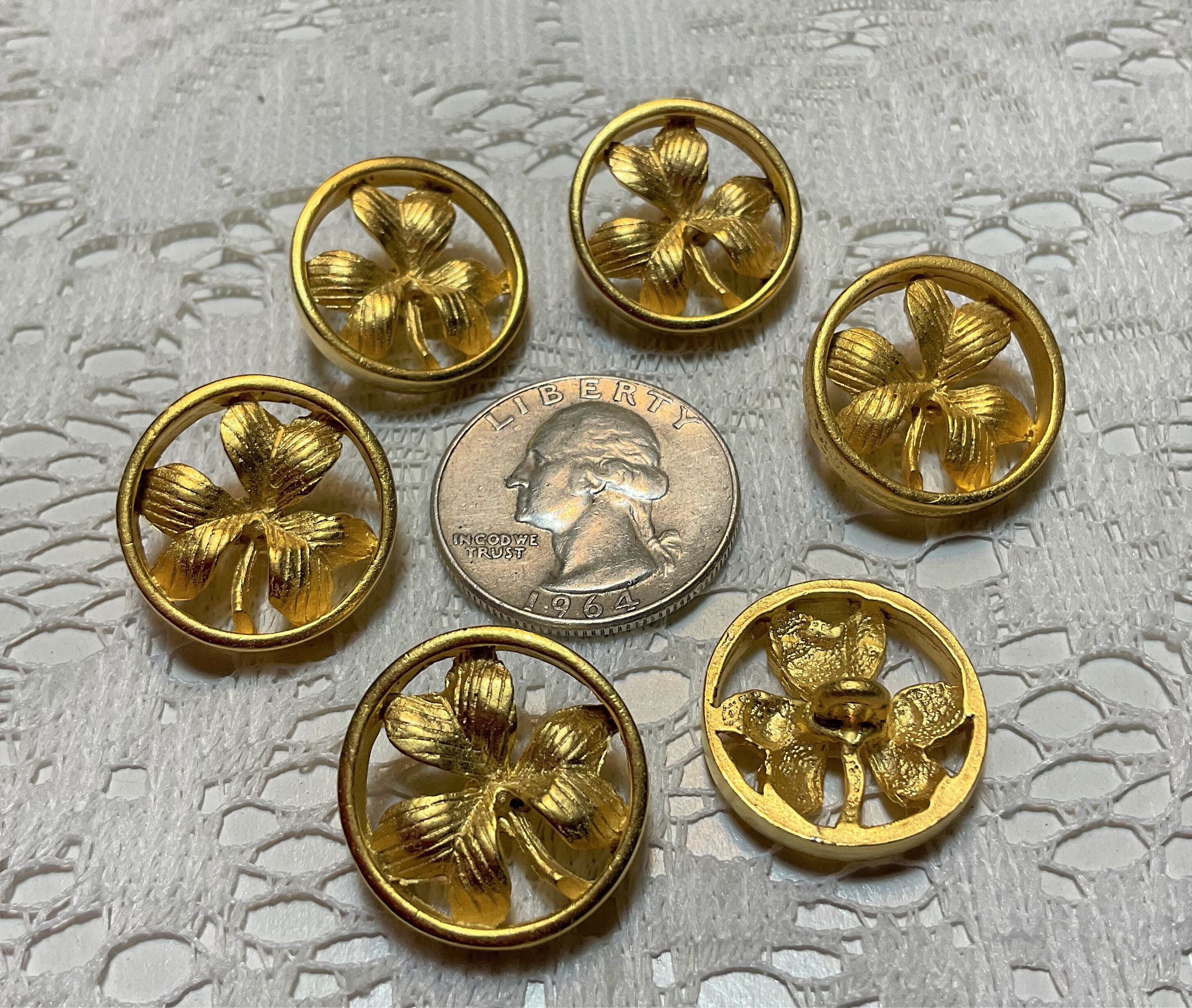 6 Vintage Metal Clover Buttons 32 Ligne - Etsy