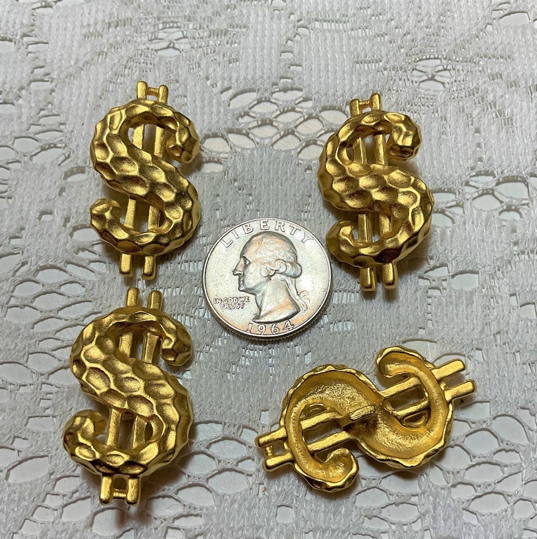 4 Vintage Cast Metal Money Sign Buttons - Etsy