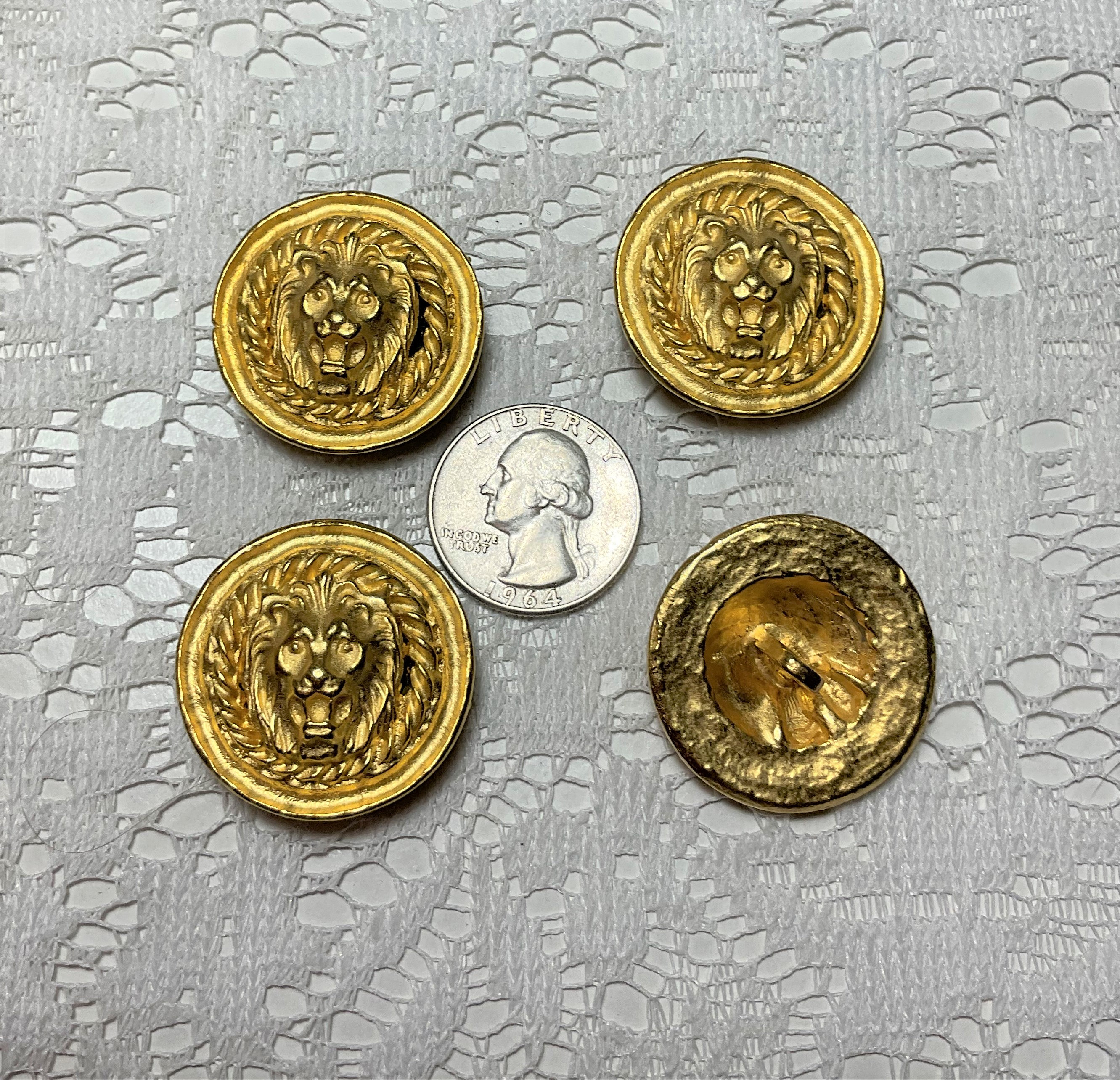 4 Vintage Metal Lion Head Buttons 48 Ligne - Etsy