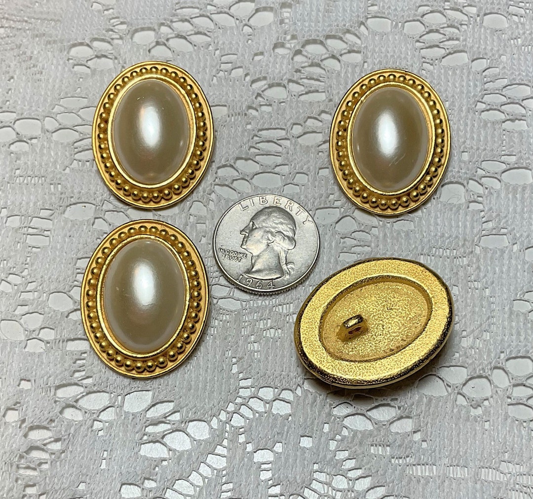 4 Vintage Metal Large Pearl Buttons 35mm X 27.5mm - Etsy