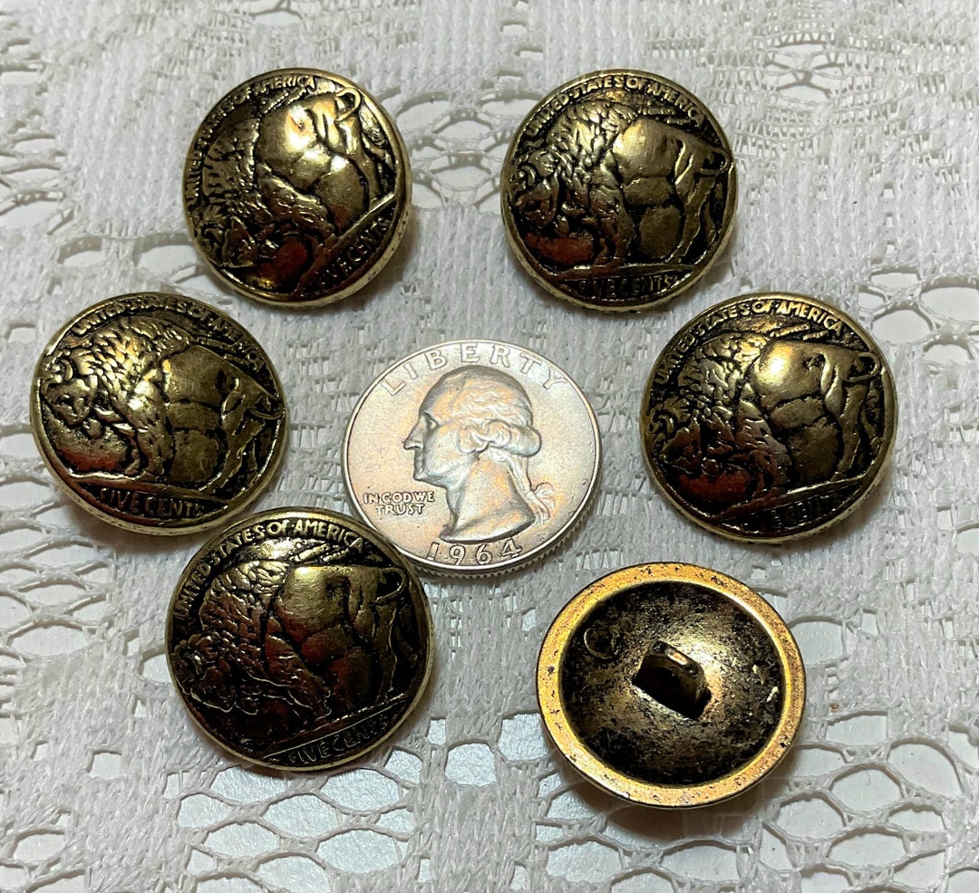 1 Dozen Vintage Metal Buffalo Nickel Buttons 34 Ligne - Etsy
