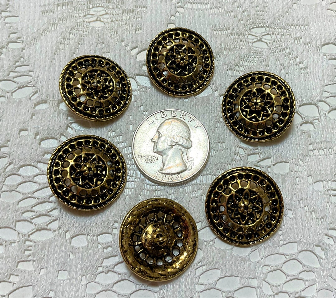 6 Vintage Cast Metal Pierced Flower Buttons 36 Ligne - Etsy