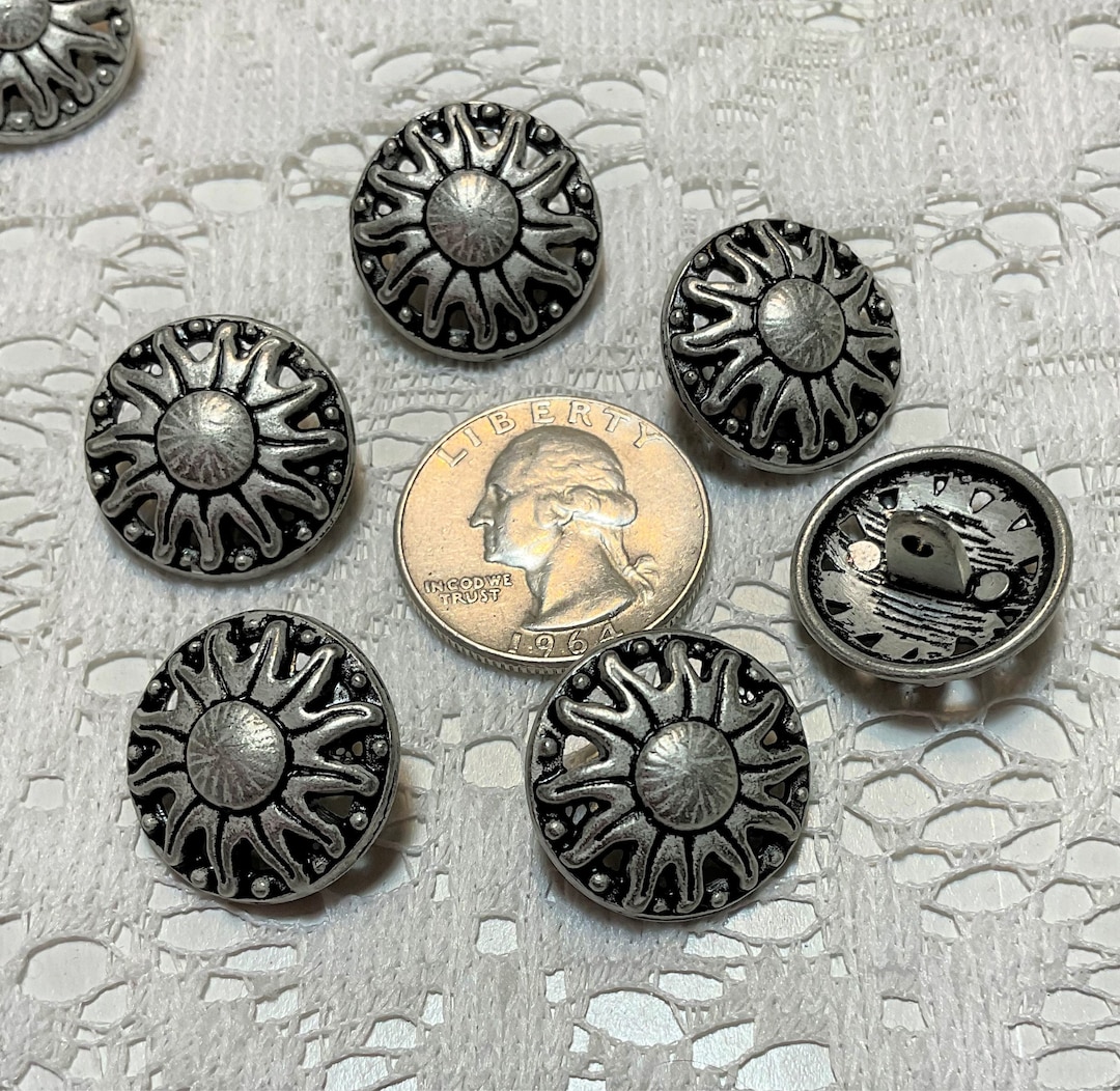 6 Vintage Metal Flower Buttons 32 Ligne - Etsy
