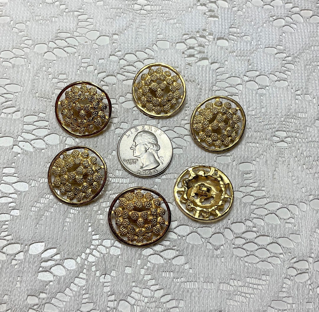 6 Vintage Metal Gorgeous Pierced Buttons 40 Ligne - Etsy
