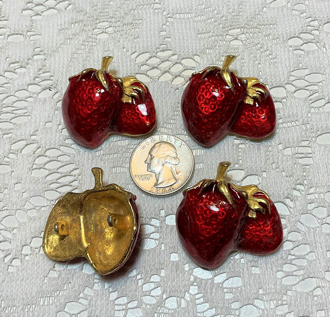 4 Vintage Cast Metal Strawberry Buttons 37mm X 35mm - Etsy