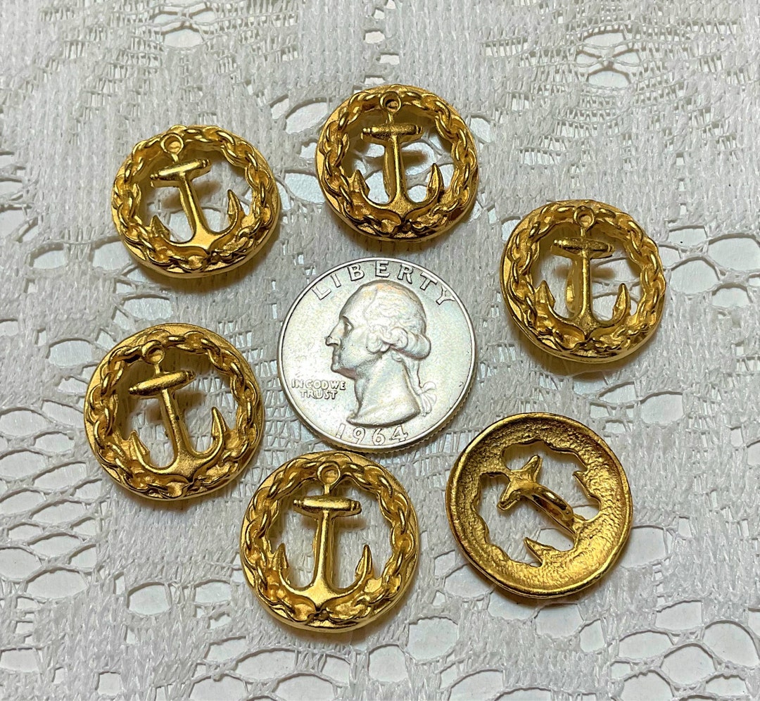 6 Vintage Cast Metal Pierced Anchor Buttons 34 Ligne - Etsy