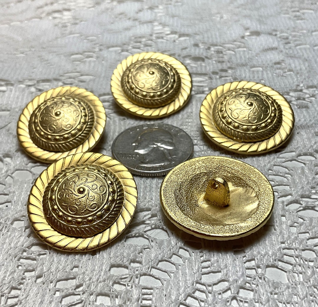 6 Vintage Metal Shank Buttons 45 Ligne 28mm - Etsy