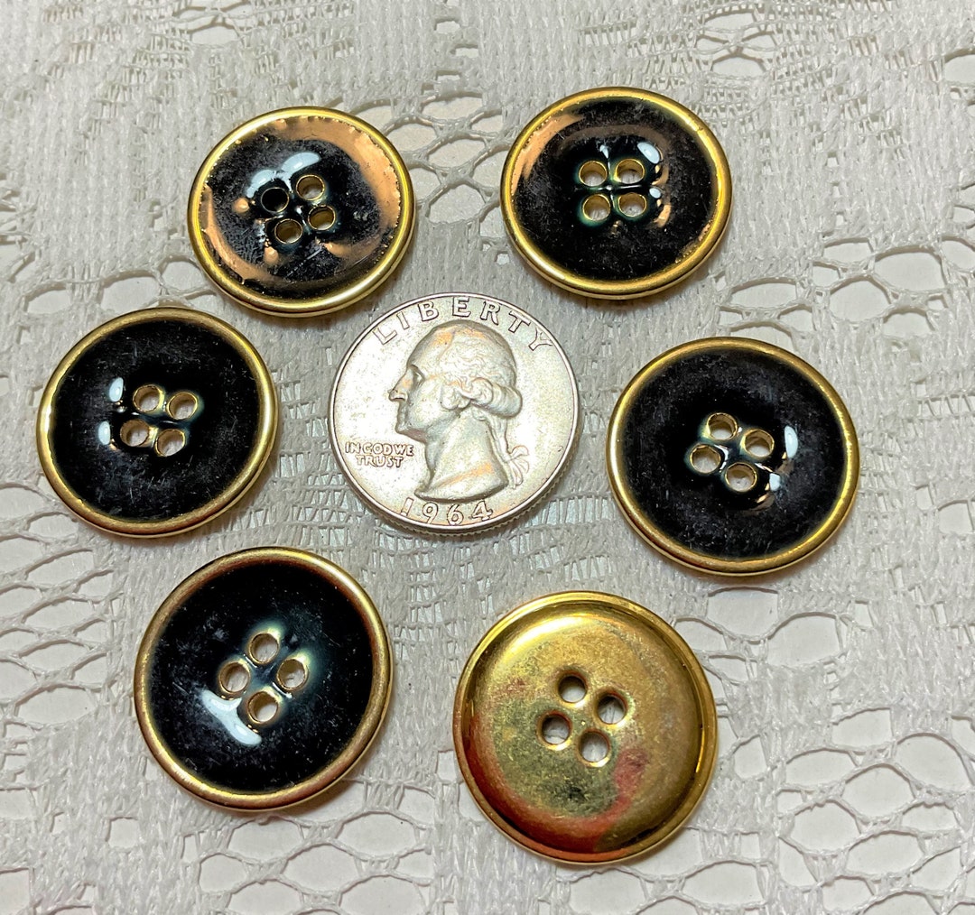 1 Dozen Vintage Metal 4 Hole Black Enameled Buttons 36 Ligne - Etsy