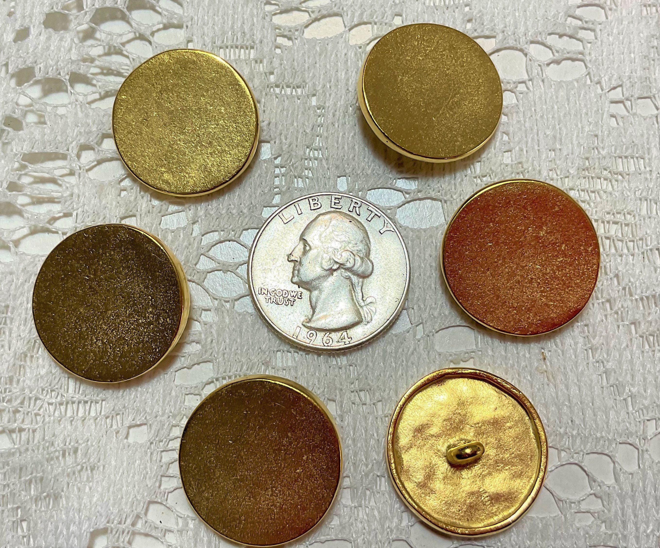 6 Vintage Cast Metal Round Shank Buttons 36 Ligne - Etsy