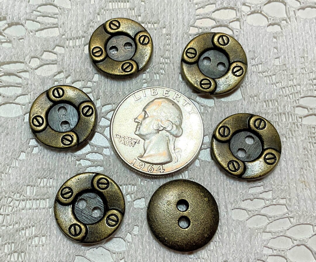 1 Dozen Vintage 2 Hole Metal Steampunk Buttons 28, 24 Ligne - Etsy