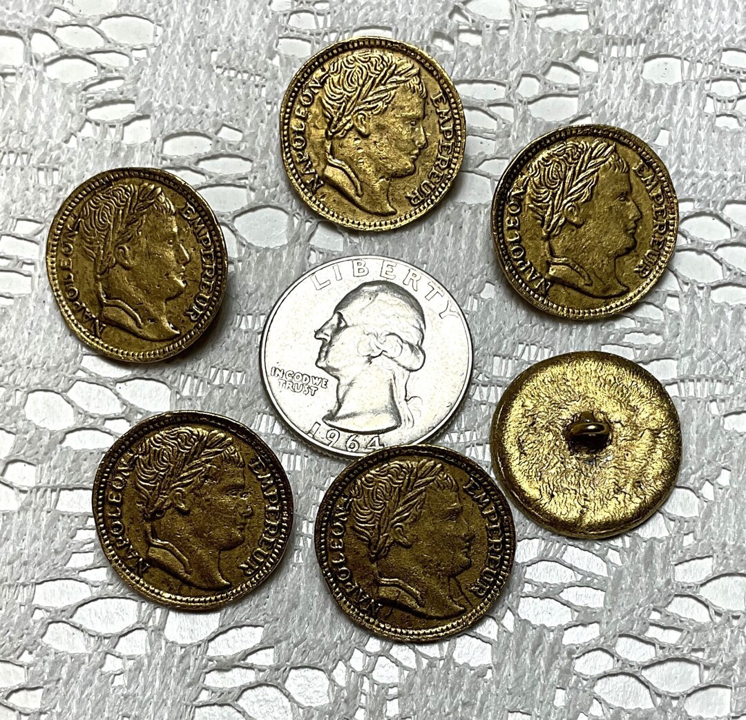 6 Vintage Metal Faux French Napoleon Coin Buttons 34 Ligne 21mm - Etsy