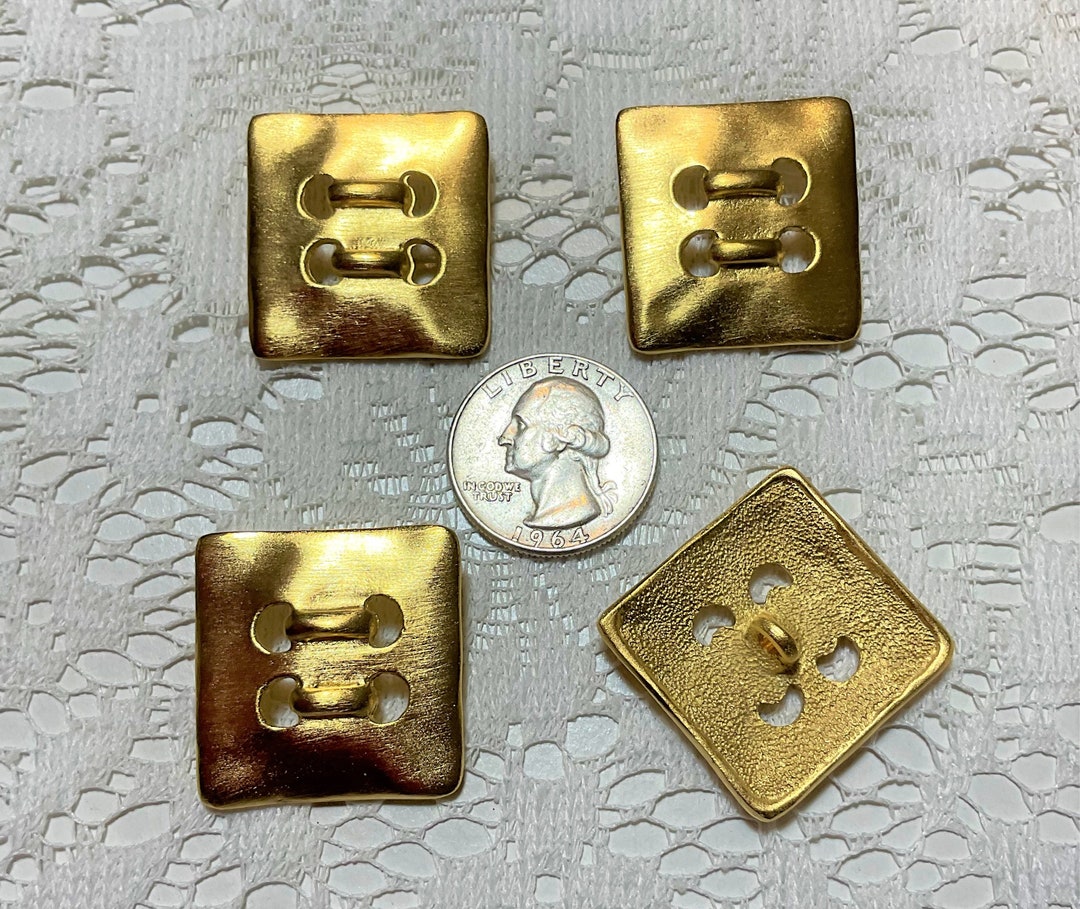 4 Vintage Cast Metal Pierced Square Buttons 28mm X 28mm - Etsy