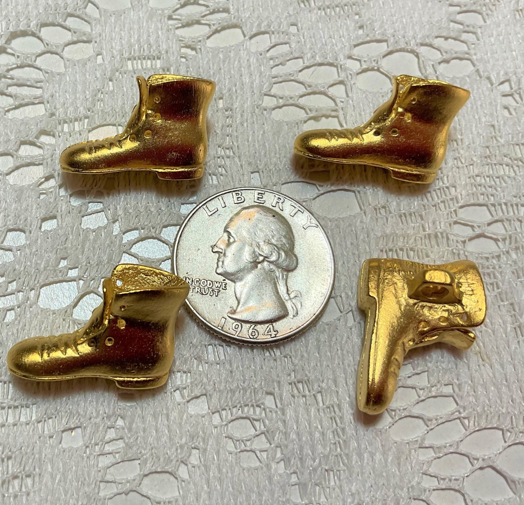 4 Vintage Metal Shoe Buttons 23.5mm X 15mm X7mm - Etsy