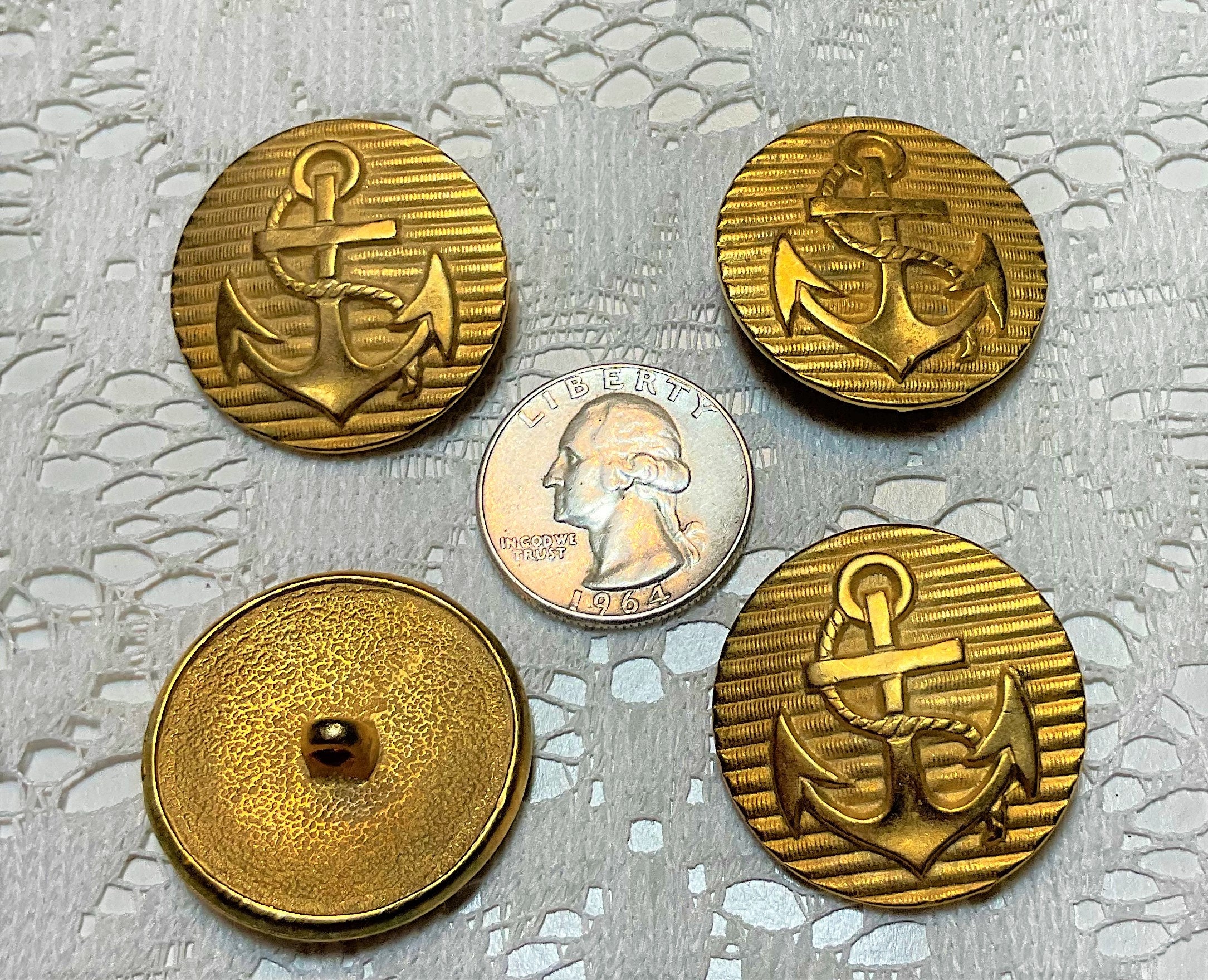 4 Vintage Large Metal Anchor Buttons 48 Ligne - Etsy