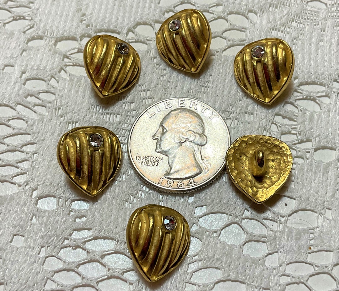 6 Vintage Cast Metal Rhinestone Buttons 15.5mm X 14.5mm - Etsy