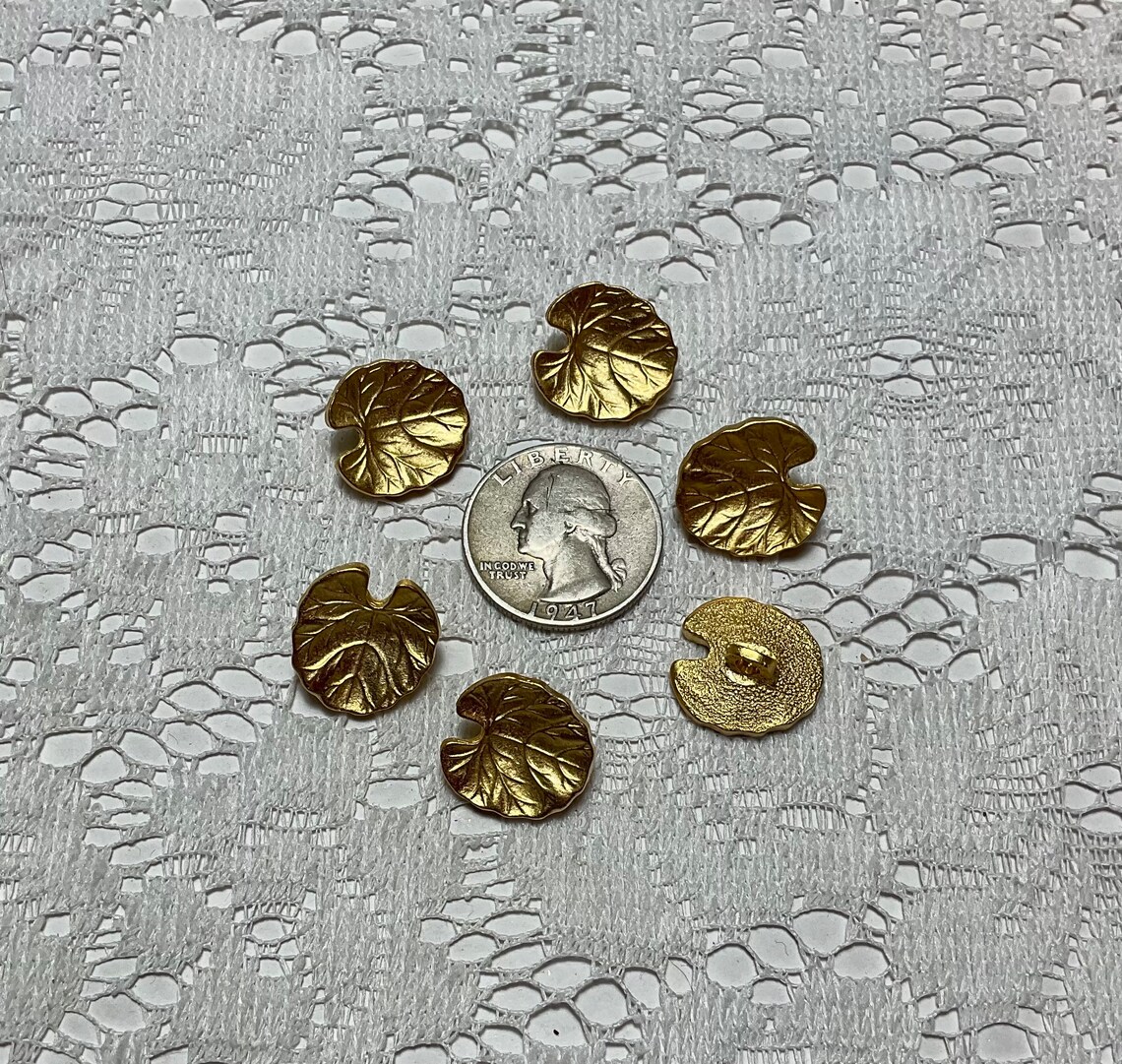 6 Vintage Metal Concave Leaf Buttons 28 Ligne18mm 11/16" - Etsy