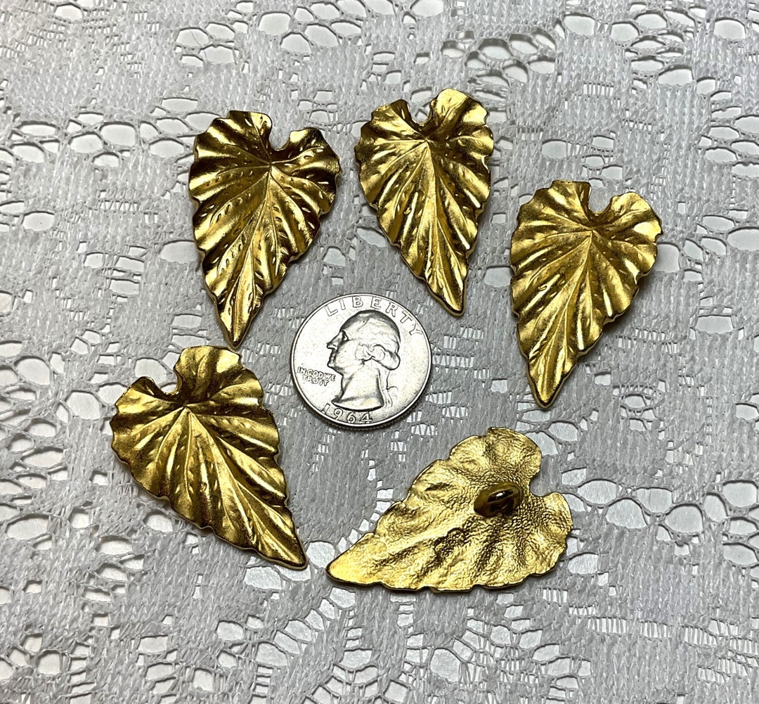 6 Vintage Metal Large Leaf Buttons 34mm X 25mm - Etsy