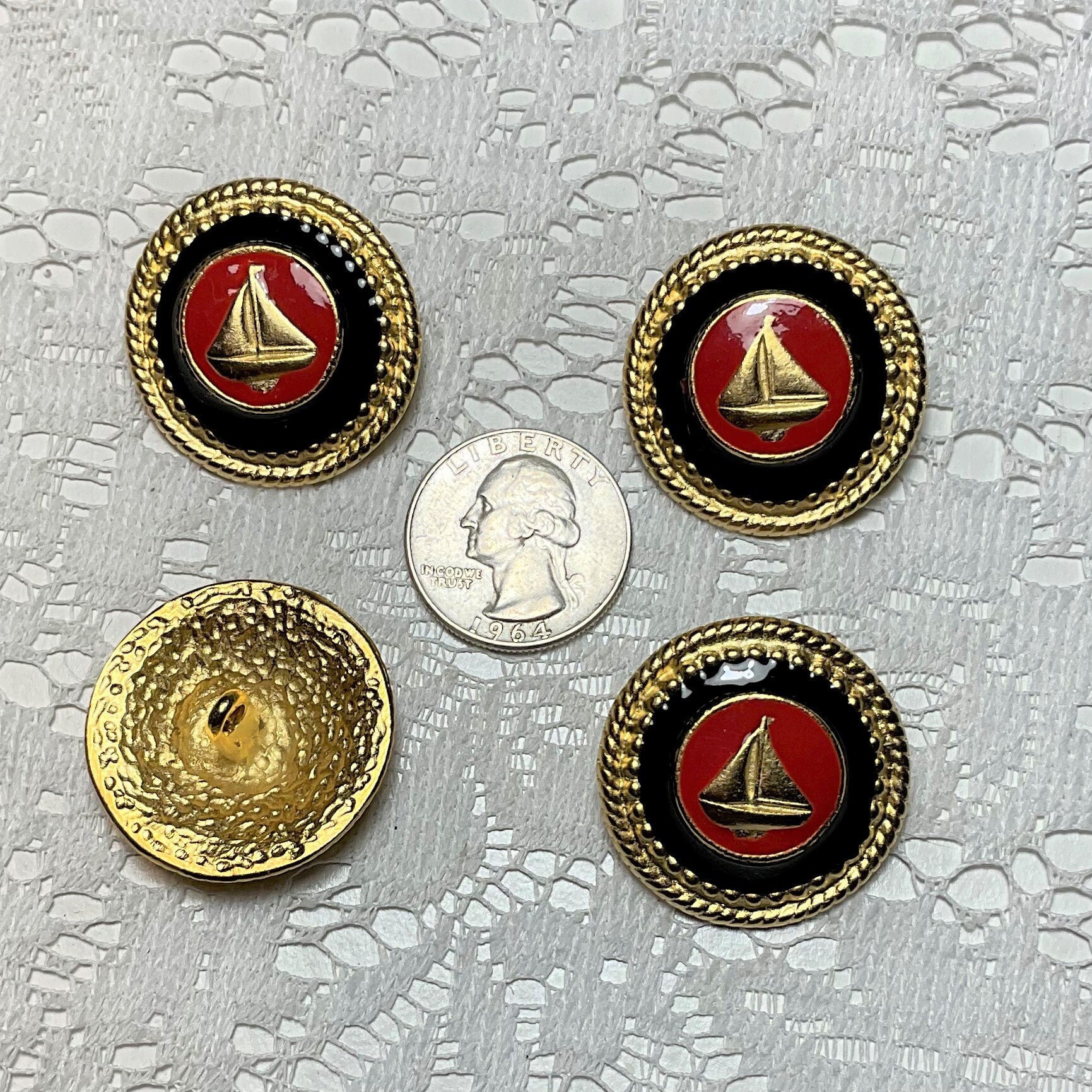 4 Vintage Metal Gorgeous Enameled Sailboat Buttons 50 Ligne - Etsy