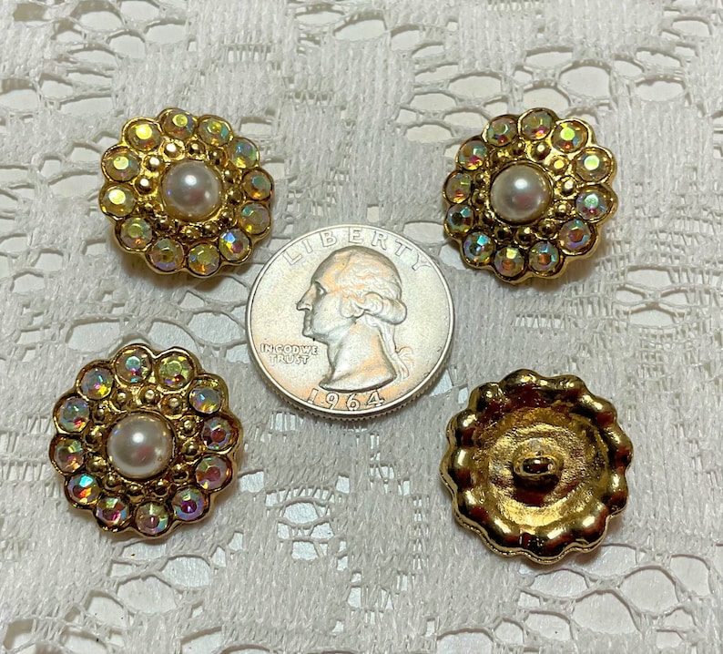 4 Vintage Cast Metal Rhinestone Buttons 32 Ligne - Etsy