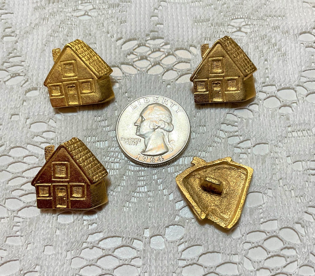 4 Vintage Cast Metal Cottage Buttons 21mm X 21mm - Etsy