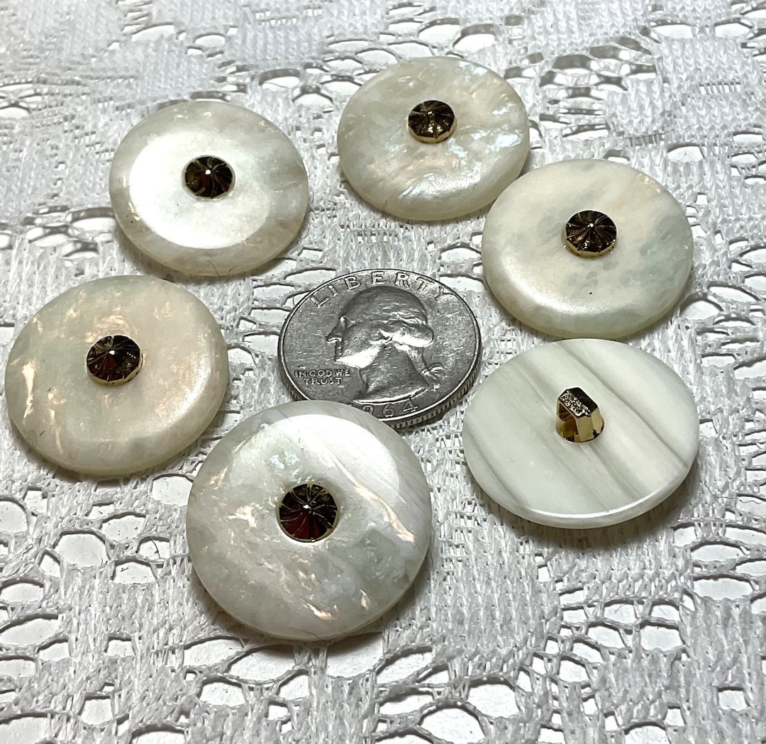1 Dozen Vintage Plastic Faux Marble Italian Shank Buttons 40 Ligne 25mm ...