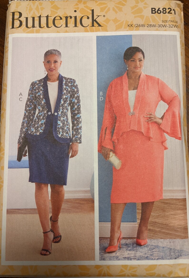 Uncut Butterick Sewing Pattern B6821 for Womens' Plus Size Jacket 2 ...