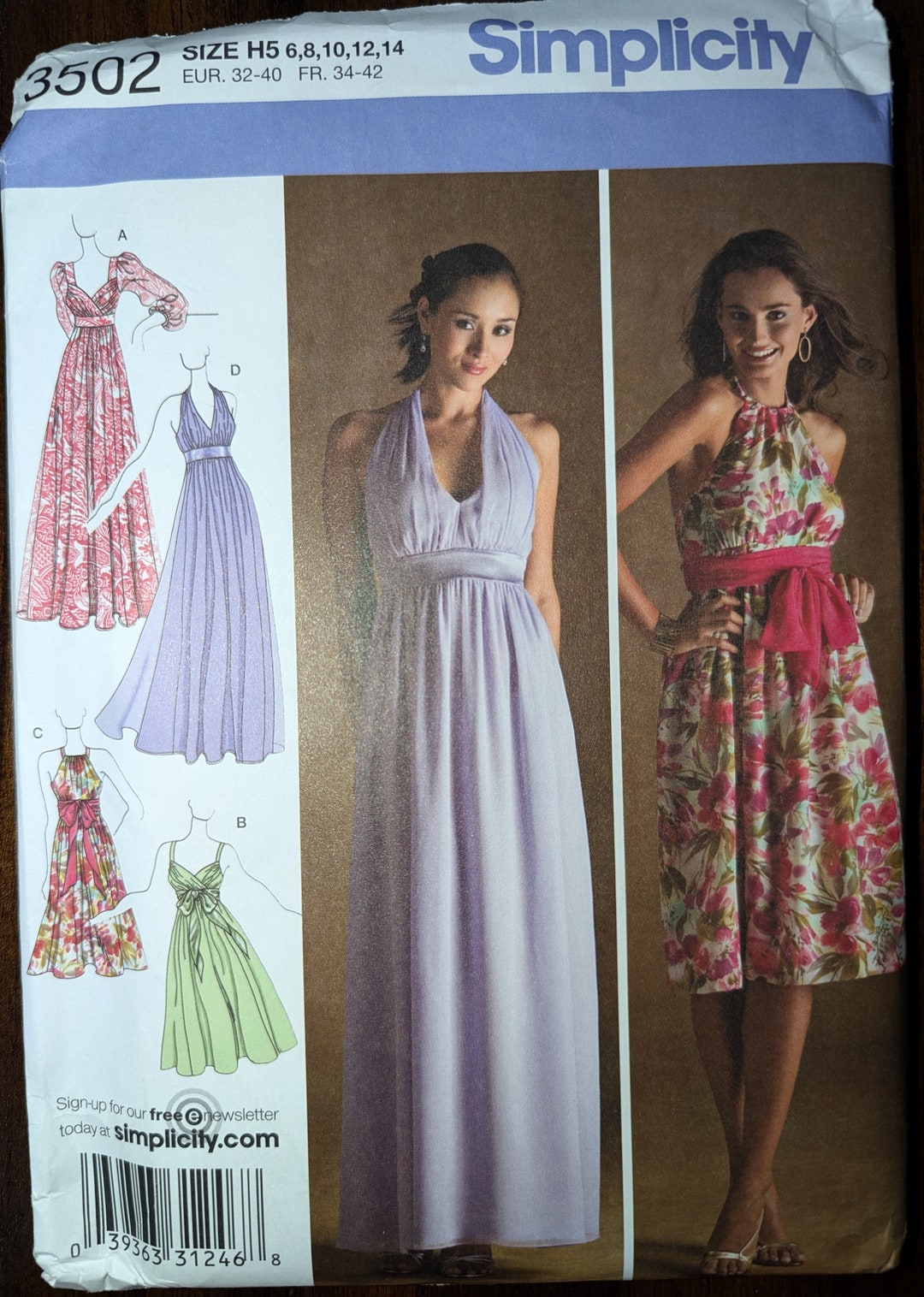 Uncut Simplicity Sewing Pattern #3502 for Misses' Evening Dress in 2 ...