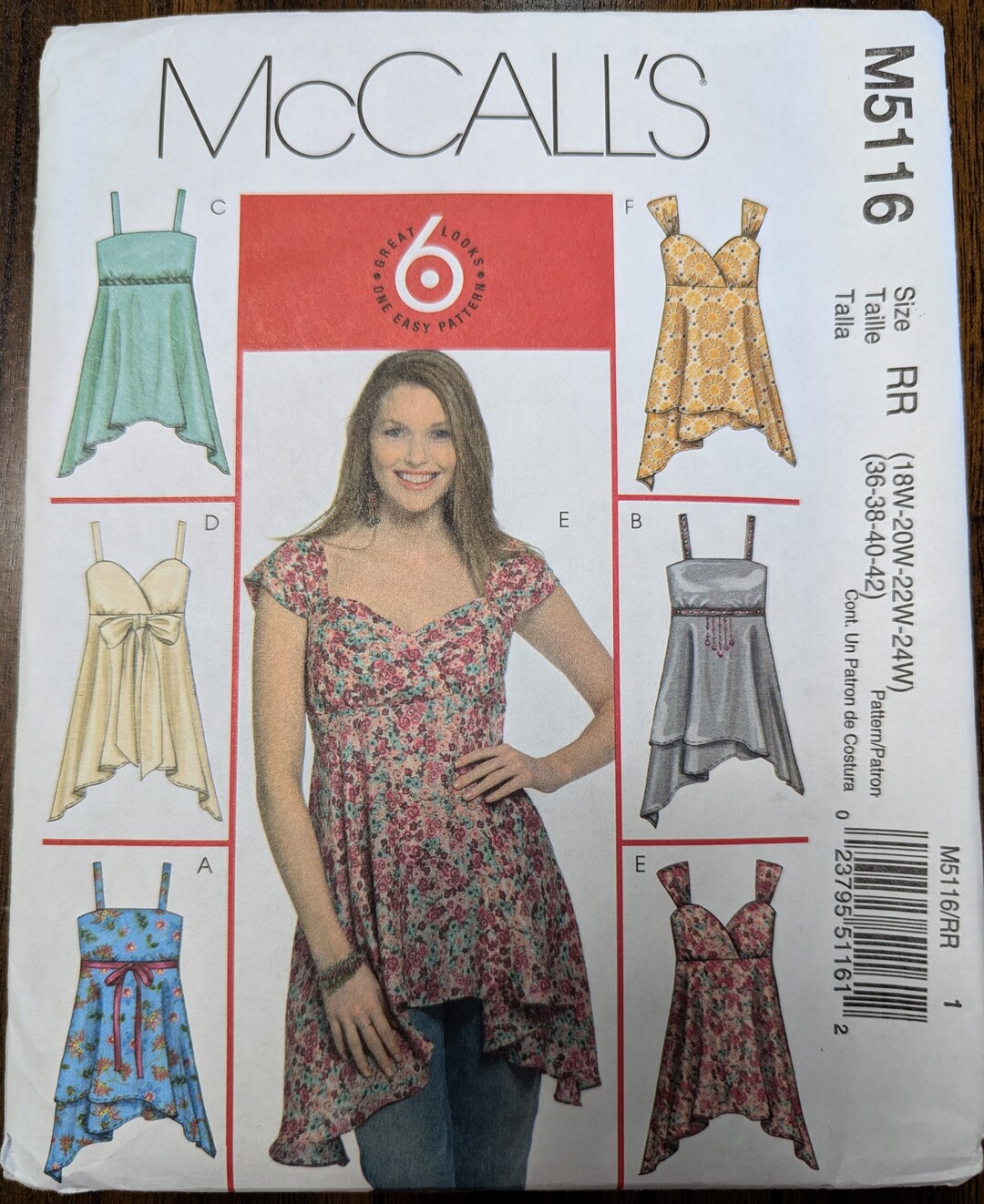 Uncut Mccall's Sewing Pattern #M5116 for Women's Tops With 6 Variations ...