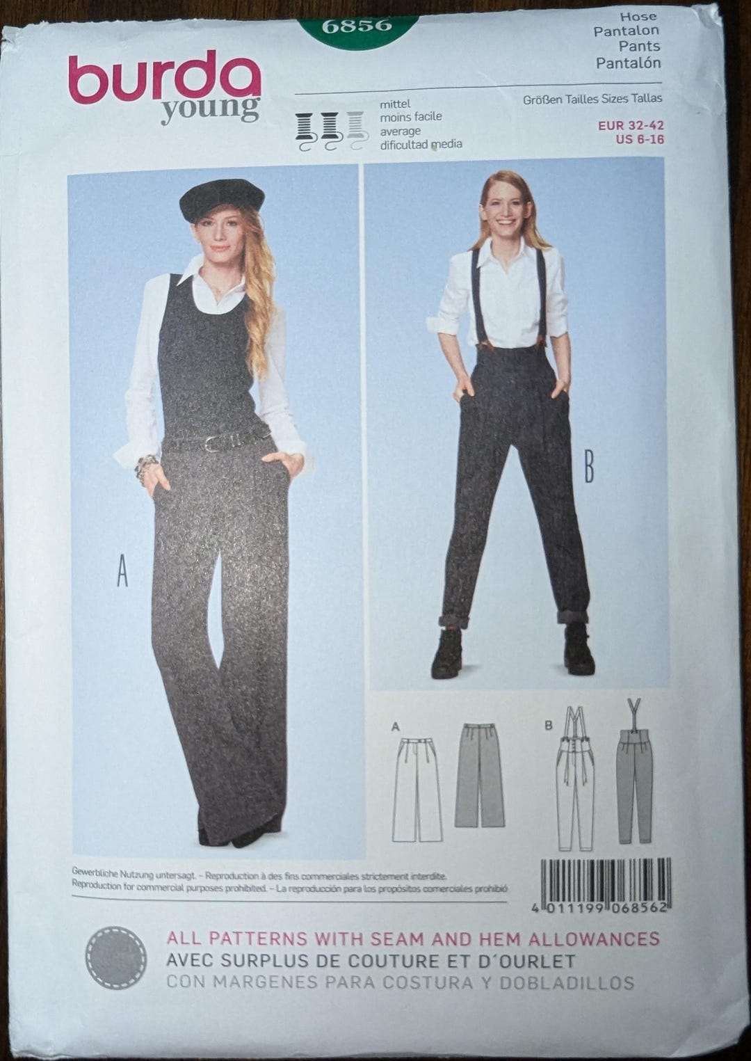 Uncut Burda Sewing Pattern 6856 for Misses' Pants. Sizes 6-16. - Etsy