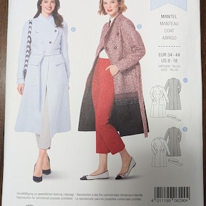 Uncut Burda Sewing Pattern #6290 for Misses and Misses' Plus Size Coat ...