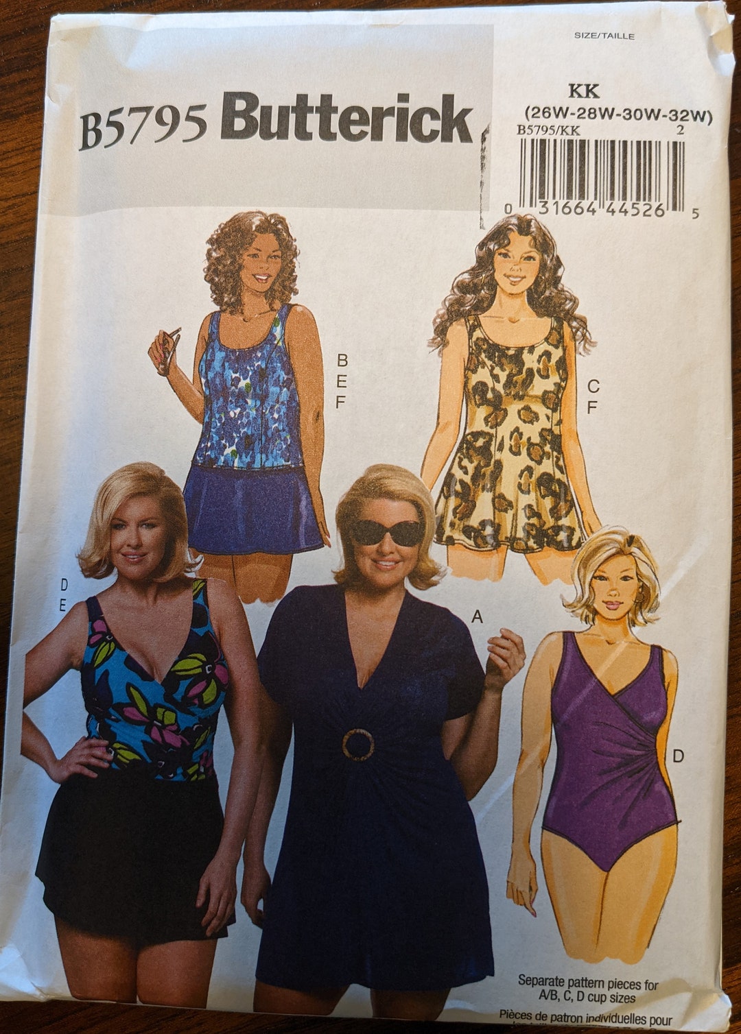 Uncut Butterick Sewing Pattern B5795 for Misses Plus Size Swimsuit ...