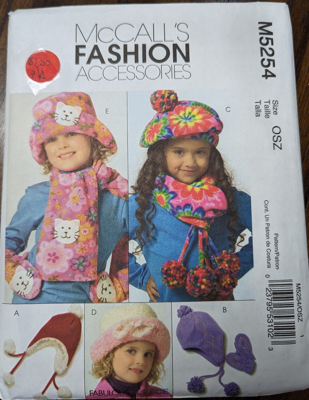 Uncut Mccall's Sewing Pattern #M5254 for Children's and Girls' Hats ...