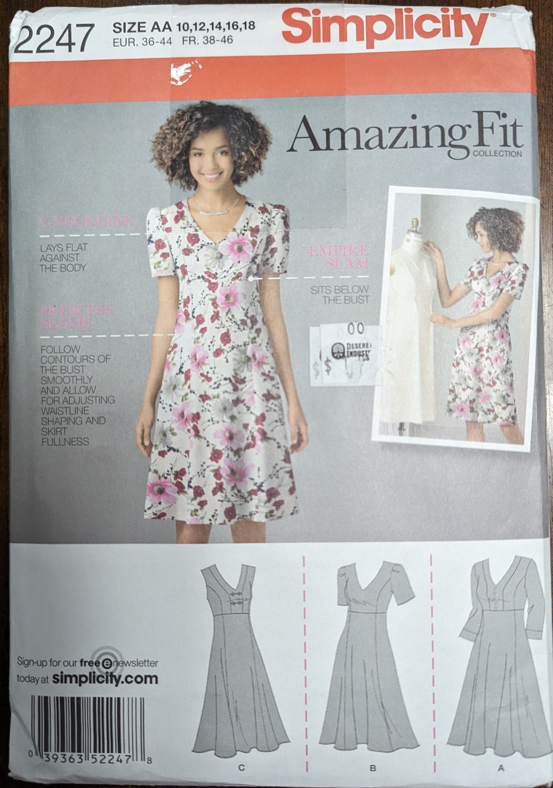 Uncut Simplicity Sewing Pattern #2247 for Misses/women's Dress With 3 ...