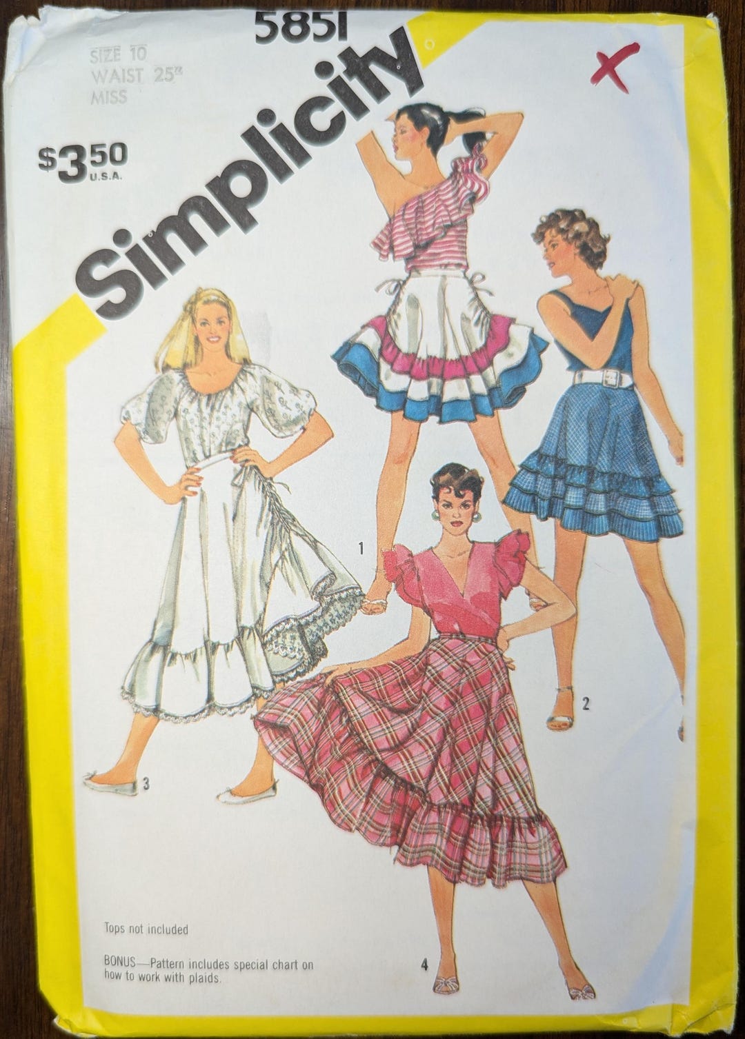Uncut Simplicity Sewing Pattern #5851 for Misses' Flounced Bias Skirt ...