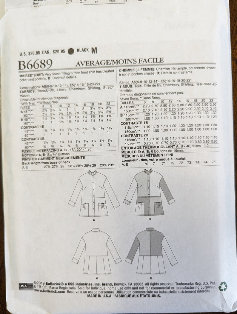 Uncut Butterick Sewing Pattern B6689 for Misses and Misses' Plus Size ...