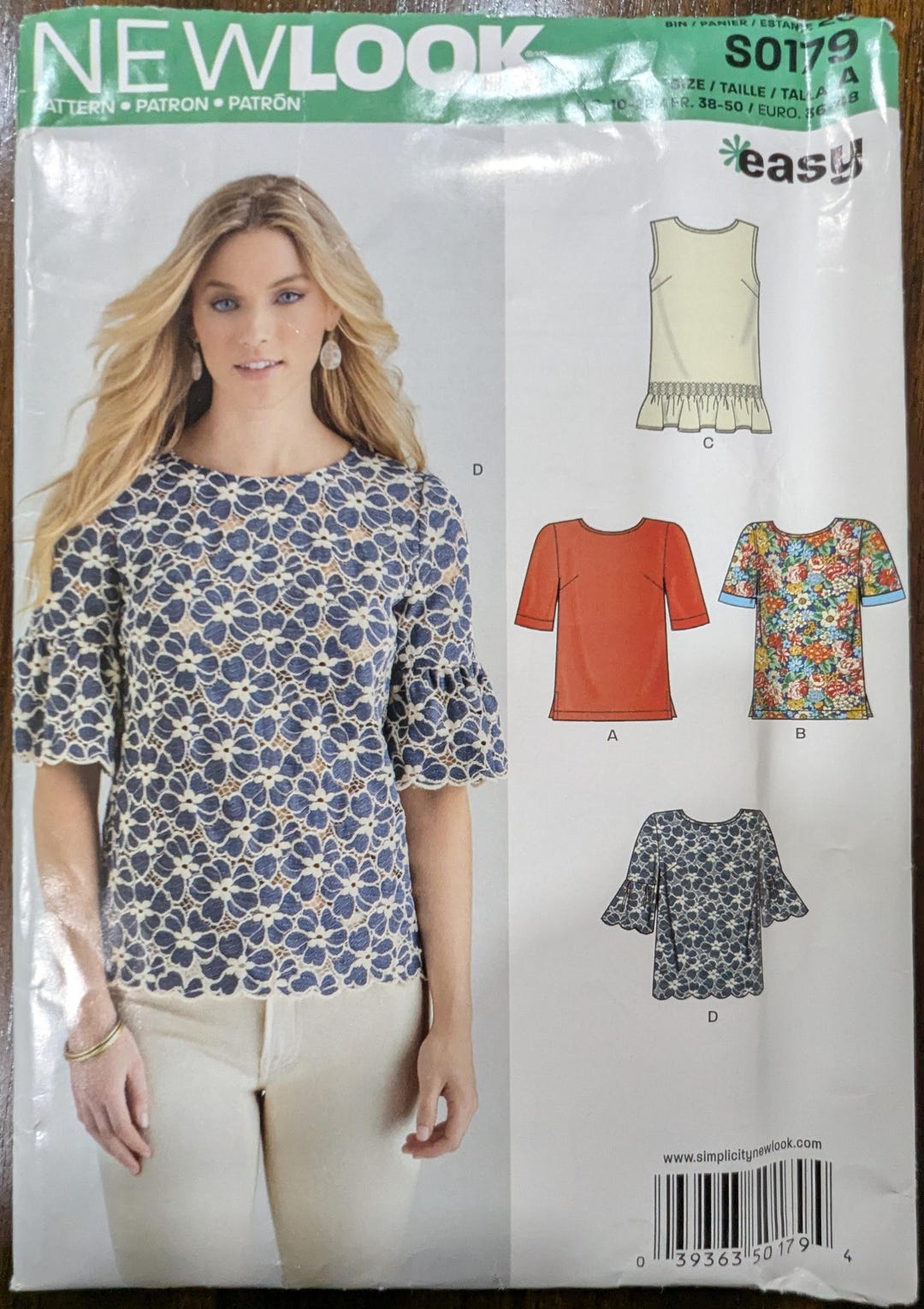 Uncut New Look Sewing Pattern #S0179 for Misses and Misses' Plus Size Tops With Sleeve and ...