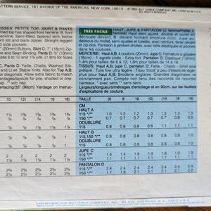 Uncut Butterick Sewing Pattern #6847 for Misses' Top, Skirt and Pants ...