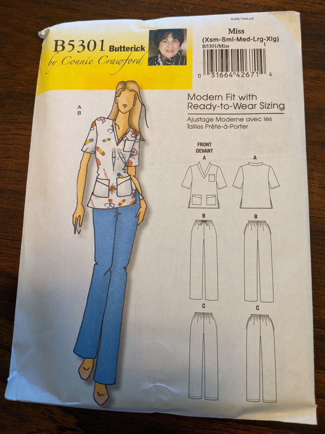 Butterick Uncut Sewing Pattern #B5301 Scub Tops and Pants by Connie ...