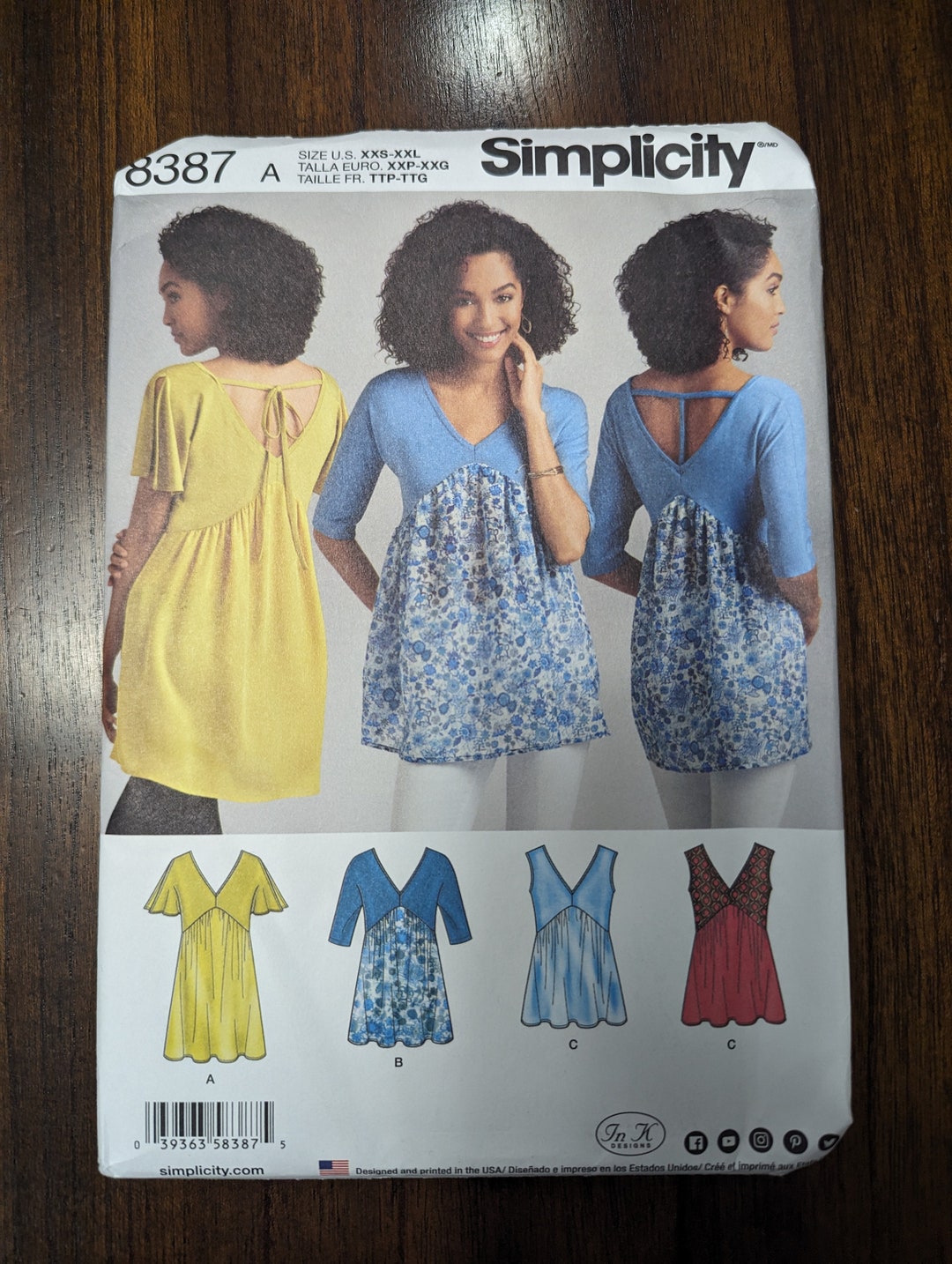 Uncut Simplicity Sewing Pattern #8387 for Misses' Knit and Woven Tops ...